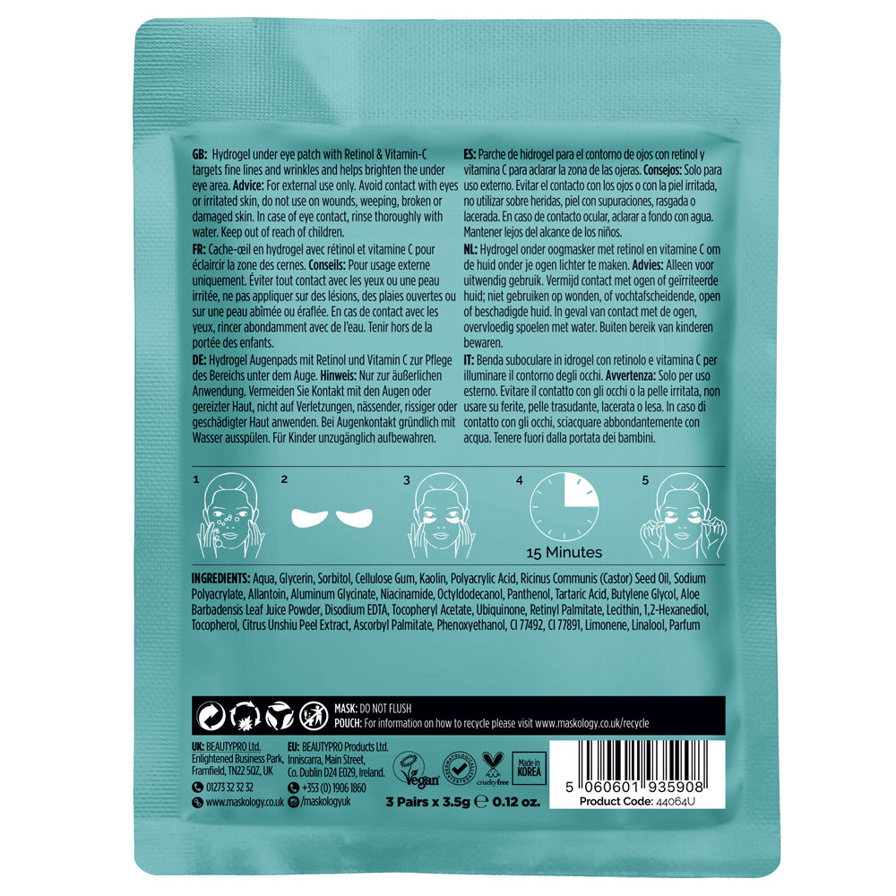 Maskology RETINOL + VITAMIN C Professional Under Eye Mask - 1 x Single ...