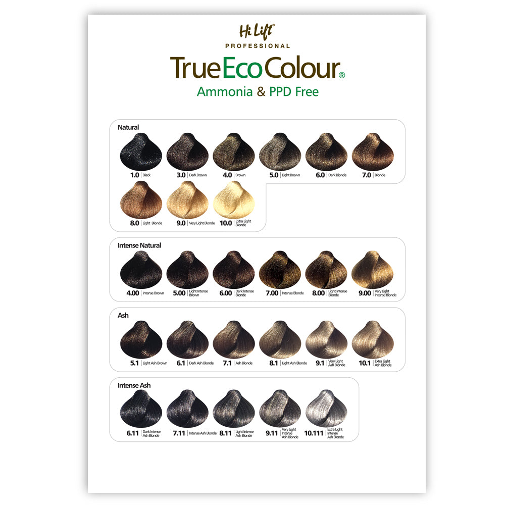True Eco Colour - Colour Chart | Hair & Beauty World
